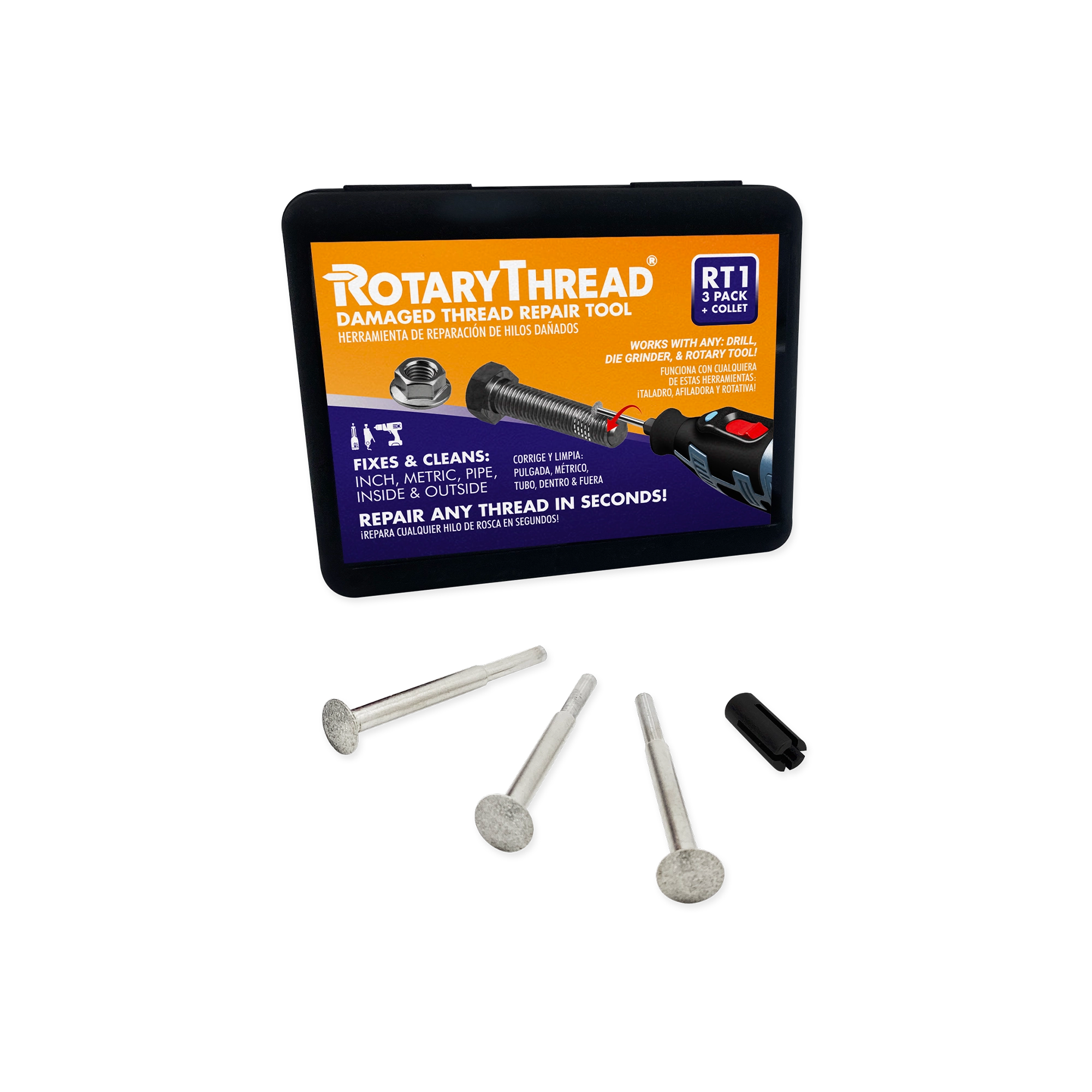 RT1 Pack of 3 with Adaptor Collet · Rotary Thread